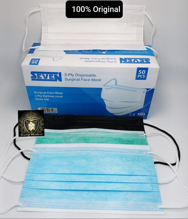 Masker Medis 3 ply merk SEVEN kemenkes isi 50 pcs/box | Lazada Indonesia