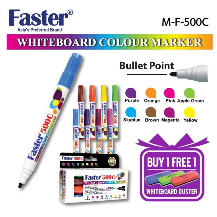 Faster 500C Colourful Whiteboard Marker 0.8mm-2.5mm [BUY 1 FREE 1 ...