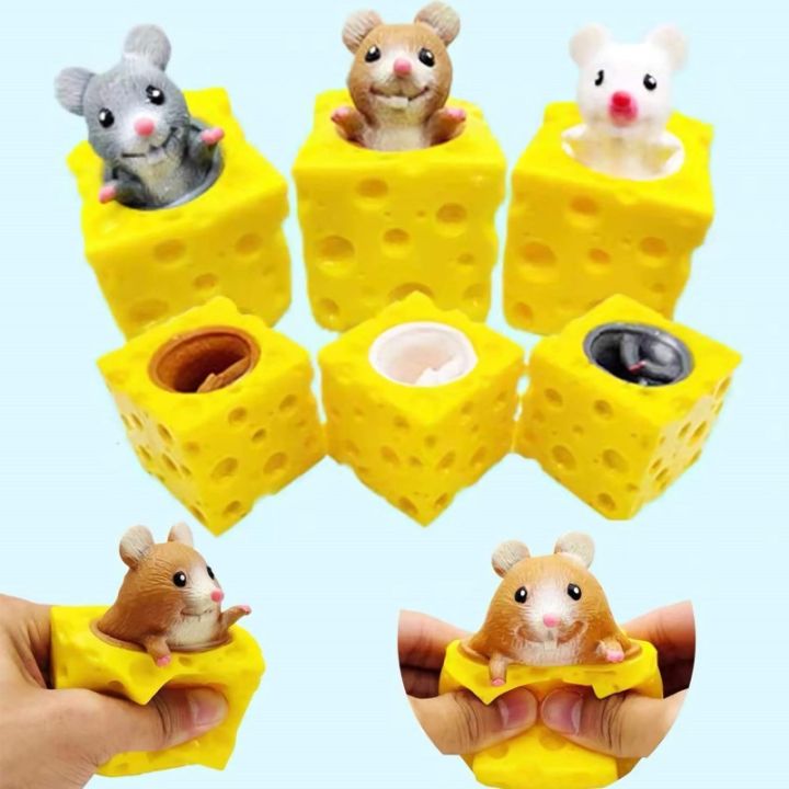 Mouse Squishy Toy Cheese Stress Ball Squishy Rat Squeeze Cheese Fidgets ...