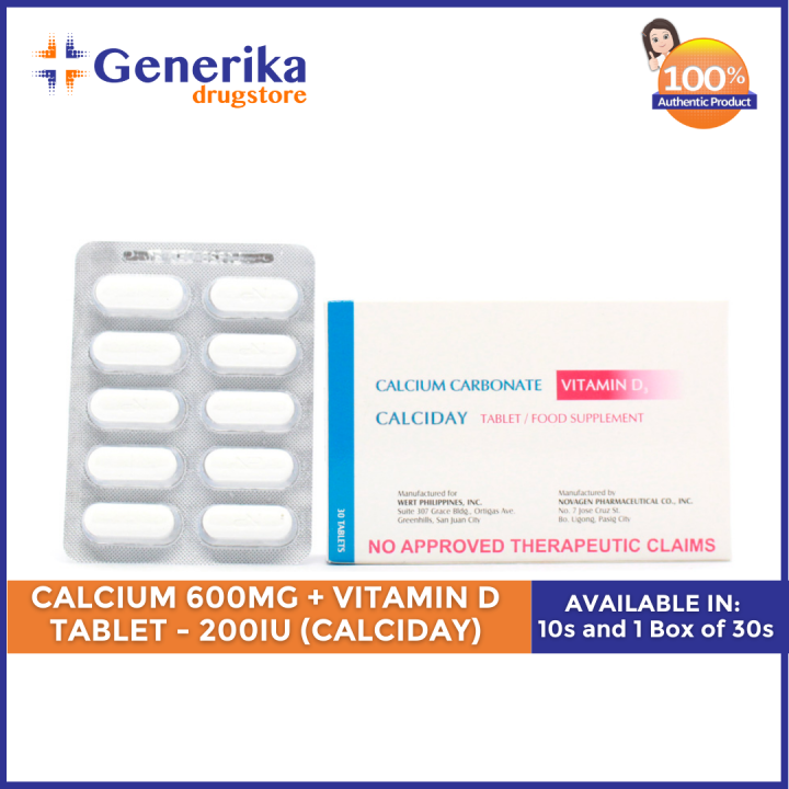 Calciday Calcium 600mg + Vitamin D Tablet - 200IU | Lazada PH