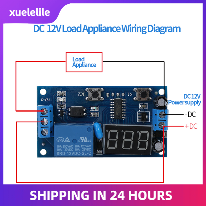 xuelelile DC 12V Cycle Delay Timer Switch Adjustable Relay Module Board Infinite Loop with LED ...