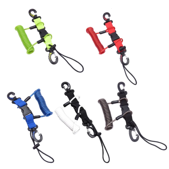 Scubas Diving Lanyard Steel Wire Spring Coiled Heavy Duty Lanyard with ...