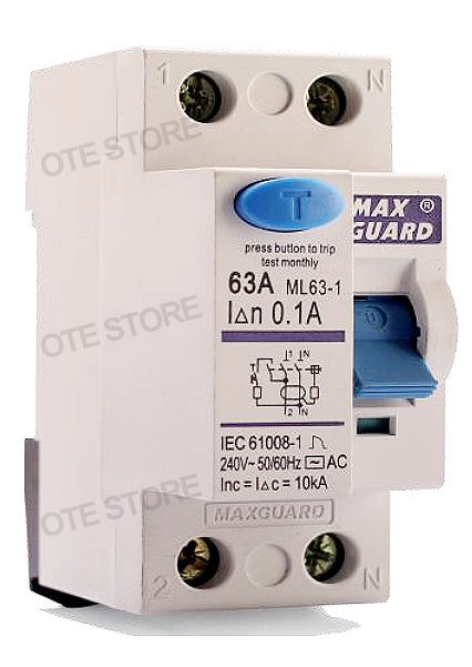 Maxguard 40A / 63A 2 Pole 30mA / 100mA ELCB RCCB (Sirim Approval) | Lazada