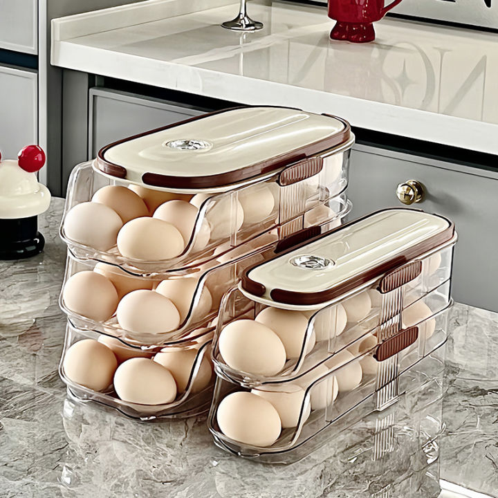 Household Egg Carton Slide Egg Roller Drawer Egg Holder Refrigerator ...
