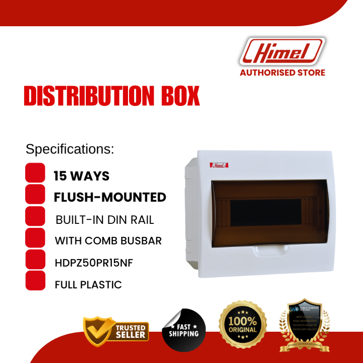 Himel Plastic Enclosure 15 Ways Flush-mounted with Comb Busbar 100% ...