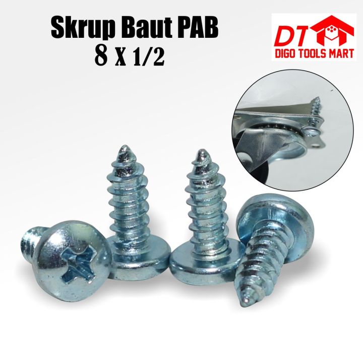 Skrup Baut PAB Sekrup Tapping 8 x 1/2 Per 10PCS | Lazada Indonesia