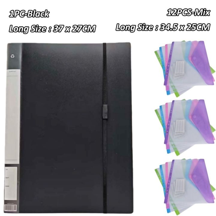 Long Ring Binders with 12PCS Loose Leaf Pocket Paper Organizers Plastic ...
