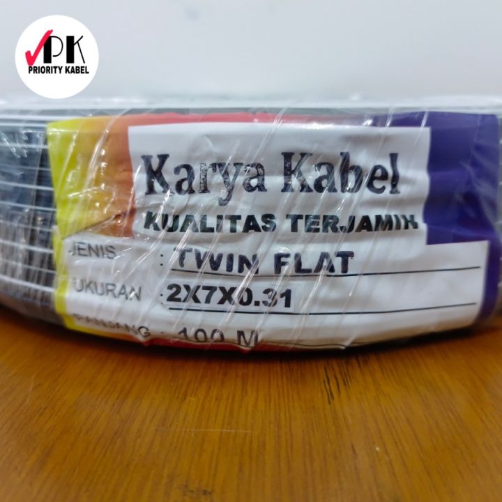 Kabel Twin Flat (TF) KARYA 2x7(0,31) 2x7x0.31 100 Meter (100M) | Lazada ...