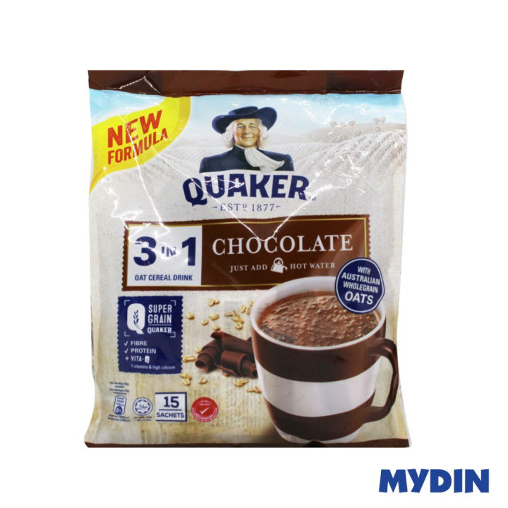 Quaker 3 in 1 Oat Cereal Drink Chocolate (15's x 28g) | Lazada