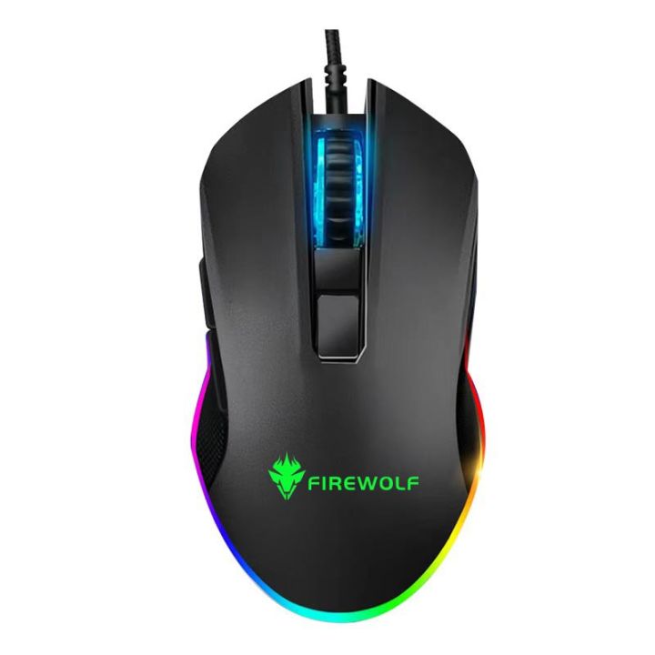 FIREWOLF Black Wired RGB Gaming Mouse 3200DPI Design Gaming Mouse FW-Q7 ...