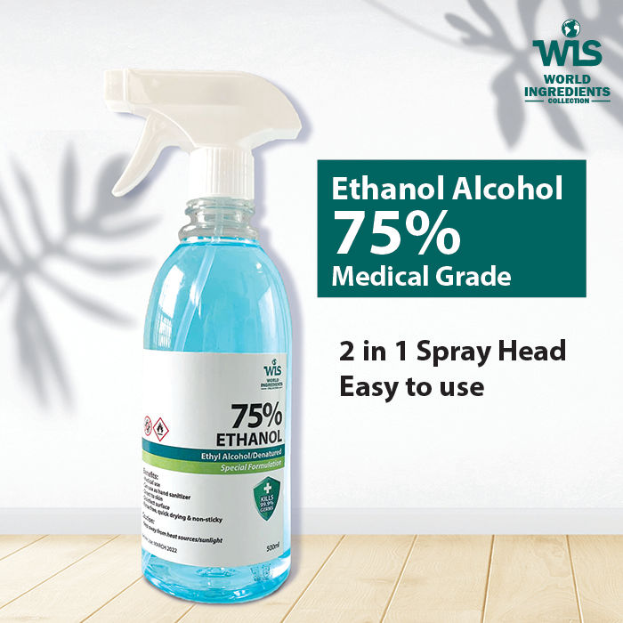Ethanol Alcohol 75% Blue 500ml with Spray Head - Medical Grade | Lazada