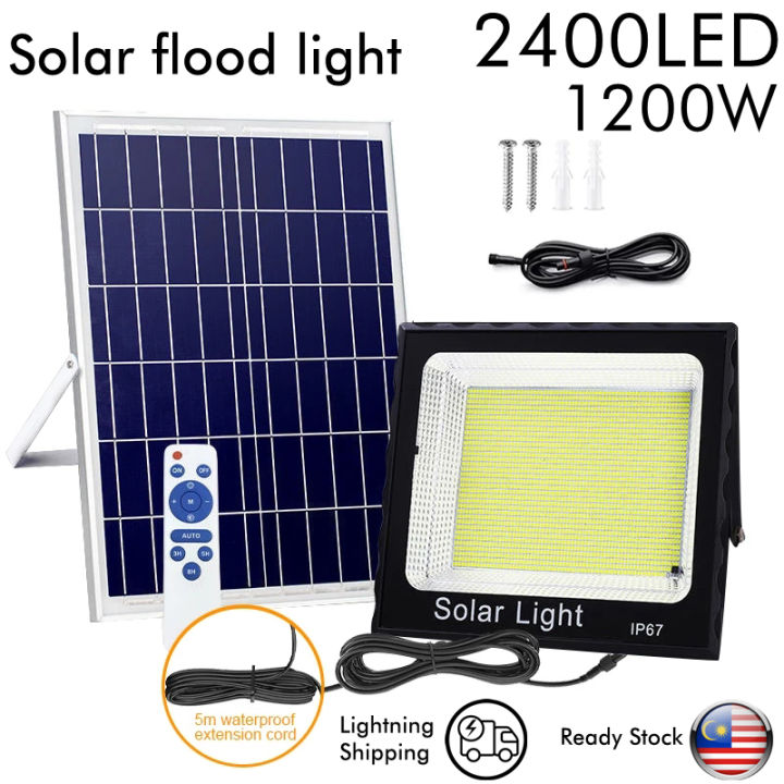 【READY STOCK】2400LED 1200W 6500K Solar light Outdoor lighting IP67 ...