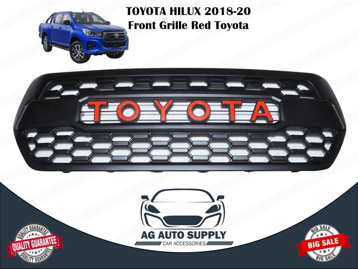 Front Grille Car Grill Guard All Black & Red For TOYOTA HILUX CONQUEST ...