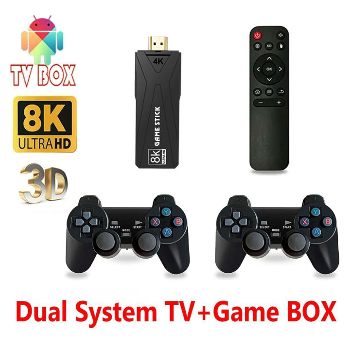 Game Box 8K Ultra HD Set-Top Box Android TV+Dual System Retro Game Stick with Wireless Adapter ...