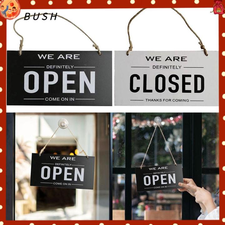 BUSH Double Sided Door Sign Open Closed Sign Wood Hotel Bulletin Board ...