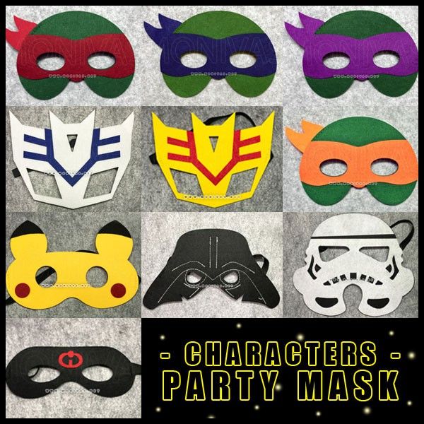 Movie Characters Face Mask Kids Party Mask DIY Cosplaying Costume Event ...