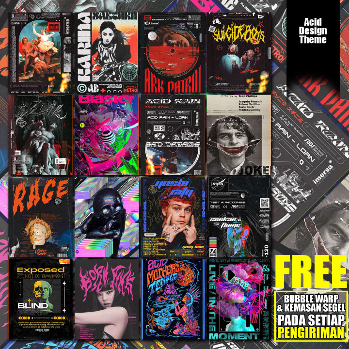 Poster Dinding Abstrak Aesthetic Acid Isi 16 Lembar - Poster Abstrak ...