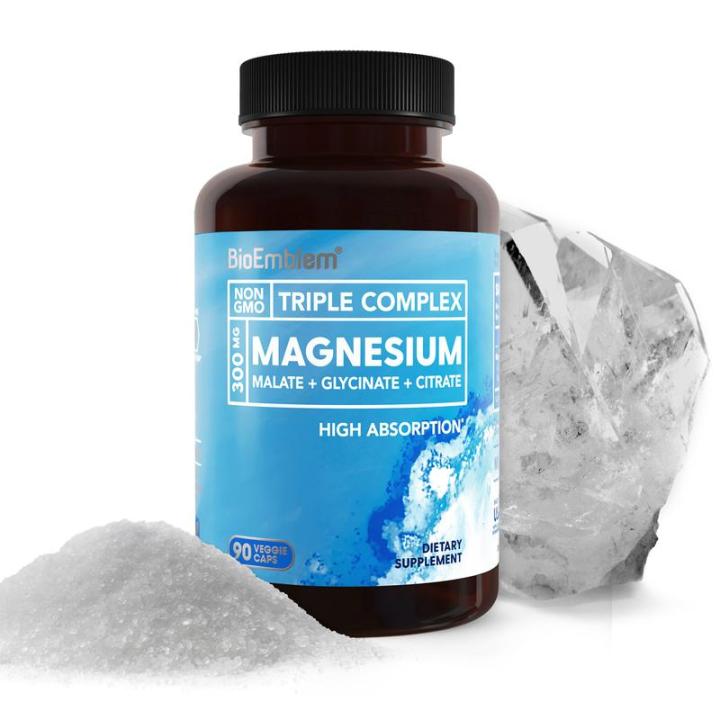 BioEmblem Triple Magnesium Complex | 300mg of Magnesium Glycinate, Malate, & Citrate for Muscles ...
