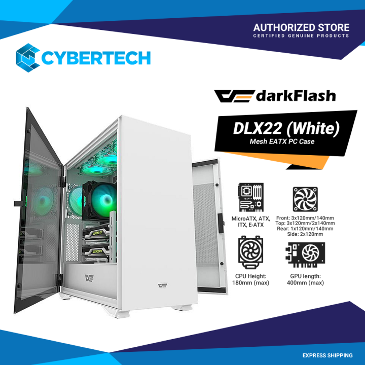 darkFlash DLX22 LUXURY ATX PC CASE inculuded horizontal graphics card ...