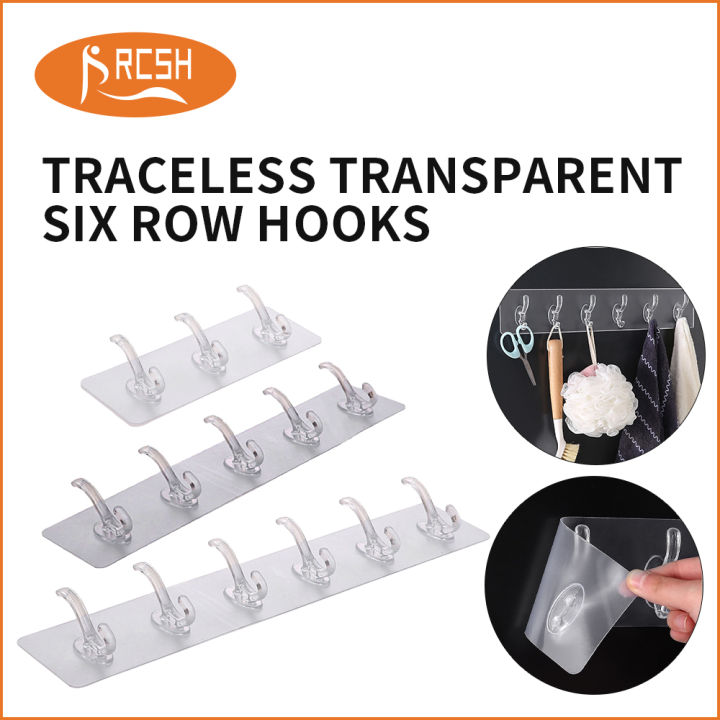 Transparent hooks no punching traceless sticky hooks wall-mounted door ...