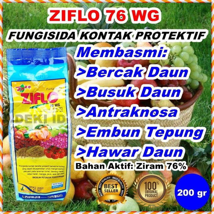 Ziflo 76 WG 200 Gram Fungisida Kontak Ziram Plus Zink Mencegah Bercak Busuk Daun Tanaman ...