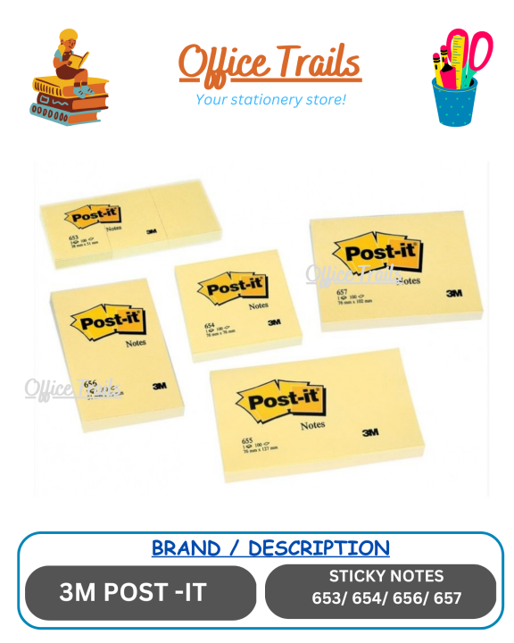 3M Post-it Notes Canary Yellow Sticky notes sticky pad 653 654 656 657 ...