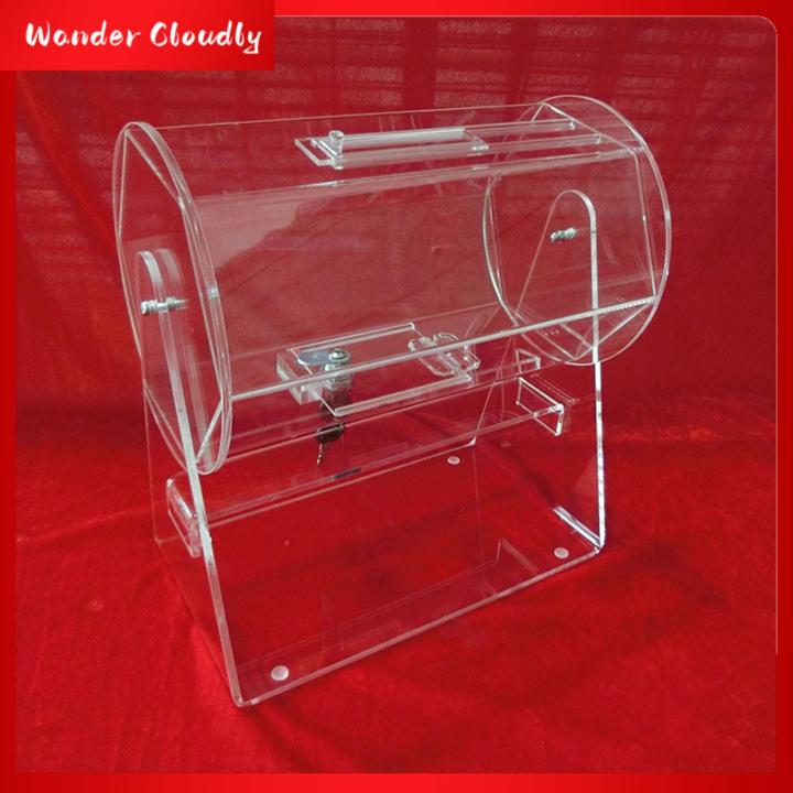 Wander Cloudly Acrylic Raffle Drum Raffle Ticket Box,Bingo Game Small ...