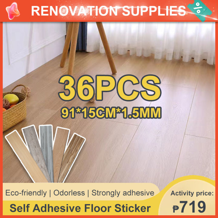 36pcs 1.5mm thick vinyl tiles 15X91cm self-adhesive floor sticker floor ...
