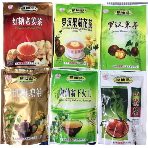 葛仙翁 马蹄竹蔗茅根晶/山楂茶/小柴胡/夏枯草茶/通便茶/夏桑菊茶/白花蛇舌草茶/桔红枇杷晶/胖大海金桑凉茶/红枣枸杞茶/罗汉果茶/罗汉果蛇舌 ...