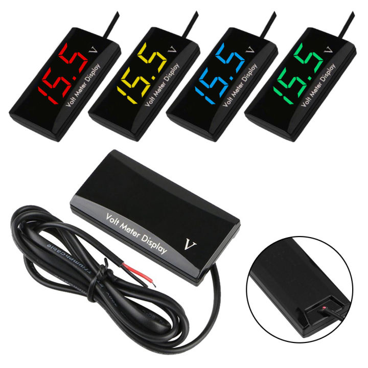 P-12 Motorcycle LED Display Digital Voltmeter Panel Volt Voltage ...