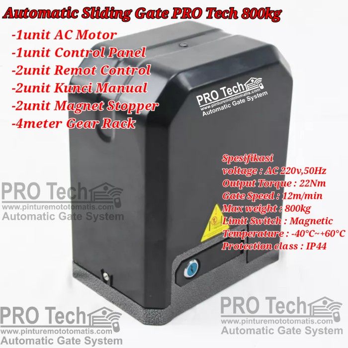 AUTOMATIC SLIDING GATE PRO TECH 800 KG MESIN PAGAR OTOMATIS -PERANGKAT ...