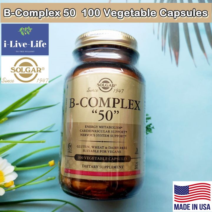 วิตามินบีรวม B-Complex 50 - 100 Vegetable Capsules - Solgar วิตามินบี ...
