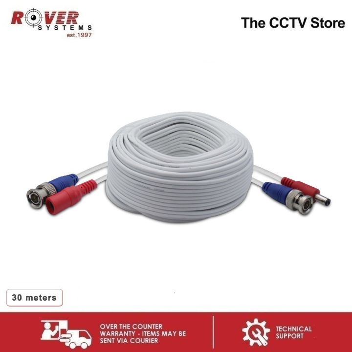Rover Systems 30 meters Video+Power Coaxial Cable for CCTV Camera White ...