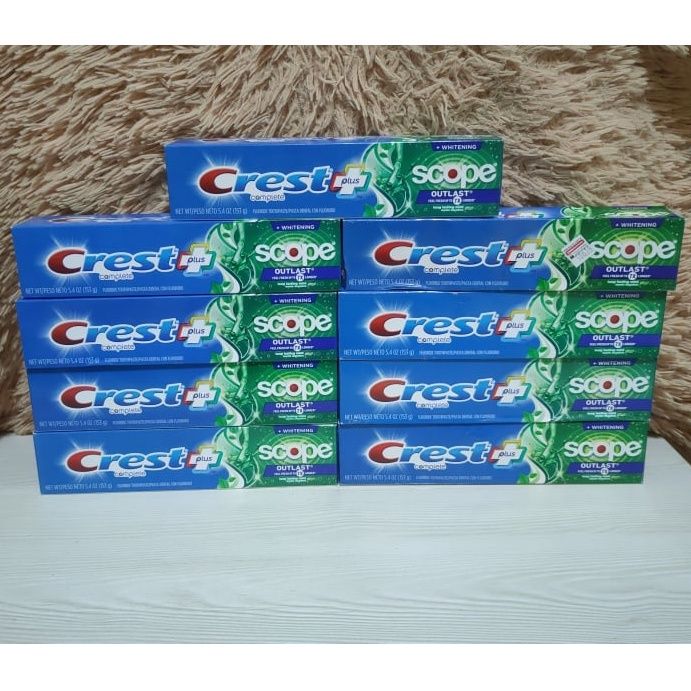 Crest + Scope Complete Whitening Toothpaste Outlast Long Lasting Mint ...