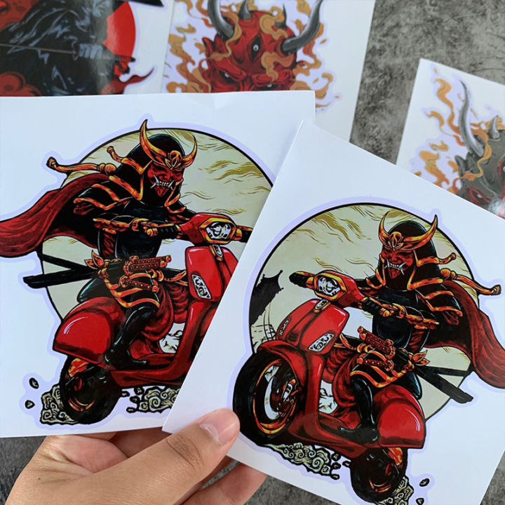 JDM Reflective Decals Pers Japanese Black Samurai Waterproof Stickers ...