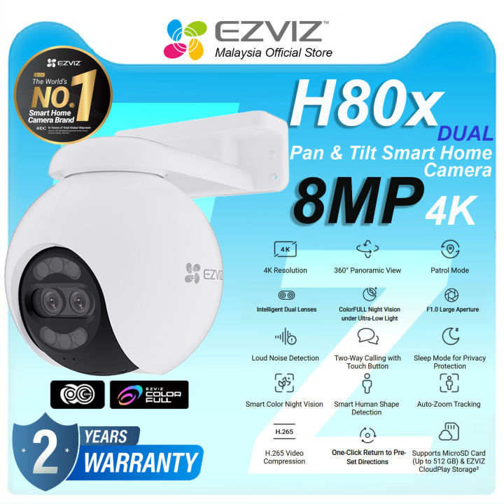 EZVIZ H80X DUAL 4K 8MP Full Color Night Vision, Outdoor low light alarm ...