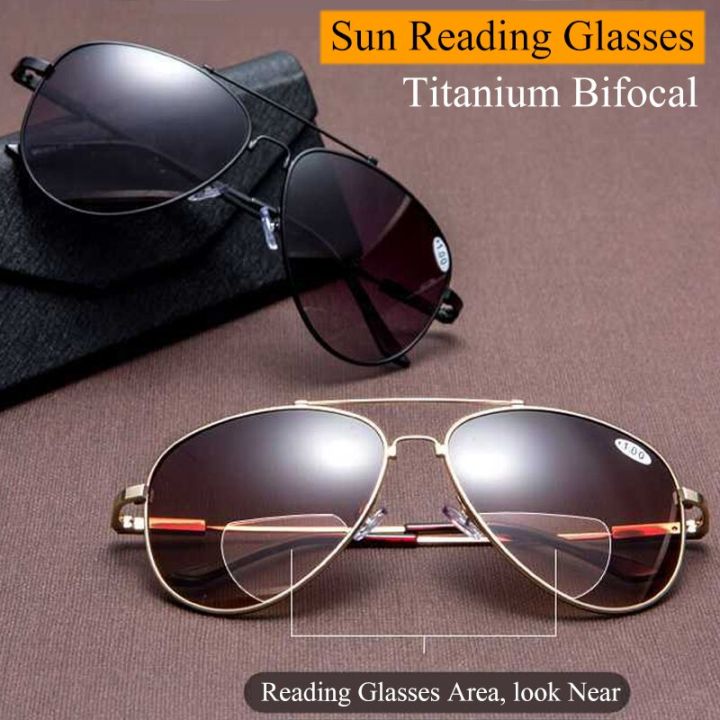 +100 ~ +350 Fashion Bifocal Sun Reading Glasses Men Women Far and near ...