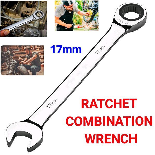 Metric 17mm Box Open Ended Ratchet Combination Wrench Chrome Finish, Cr ...