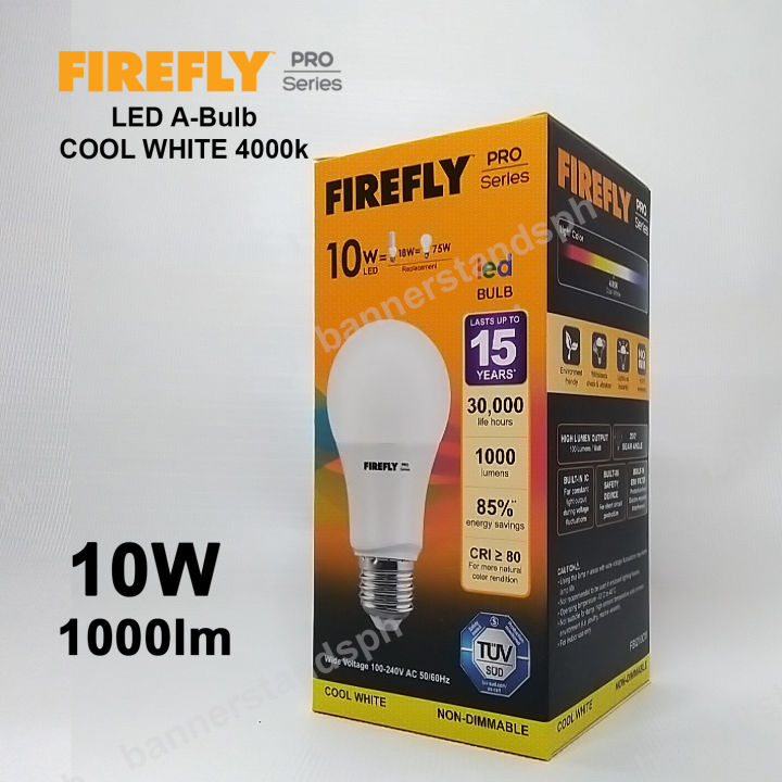 Firefly Cool White Pro Series LED A Bulb 10W 4000k CW 1000lm E27 30,000 ...