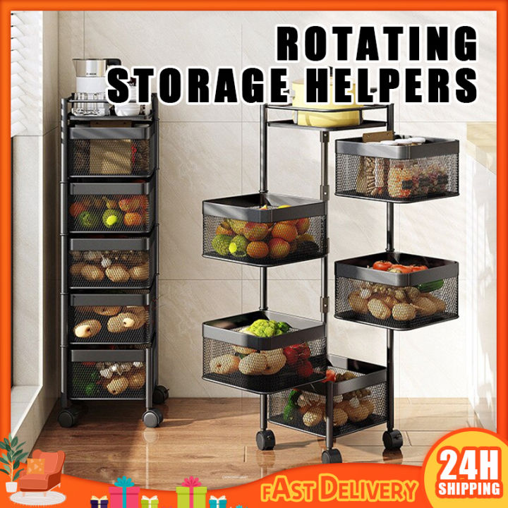 ⚡COD⚡ Kitchen Rotating Rack Spice Shelf Storage Organizer Multi-layer ...