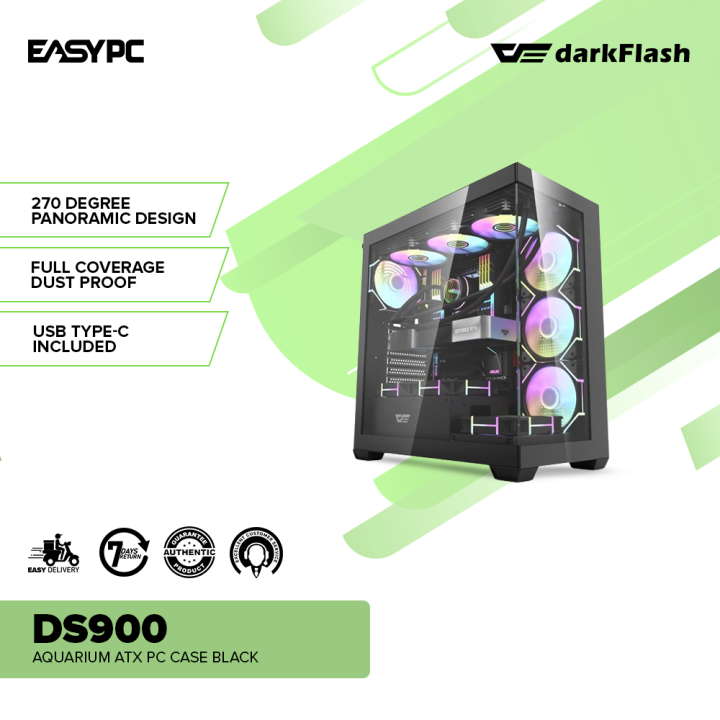 EasyPC | DarkFlash DS900 Aquarium ATX PC Case Black or White Desktop ...