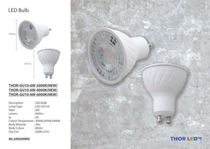 Thor Led Gu10 6W 240V Daylight(6000k), Warmwhite (3000k), Coolwhite ...