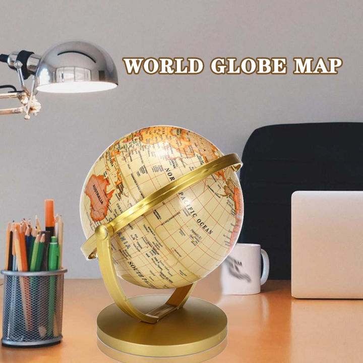 720° Rotating Retro Earth World Globe Map Ball 20 CM Geography ...