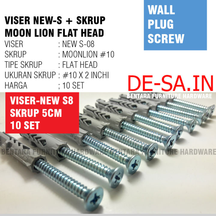 10 SET ANGKUR NEW S8 + SKRUP MOON LION - VISE Paket Angkur Dinding ...