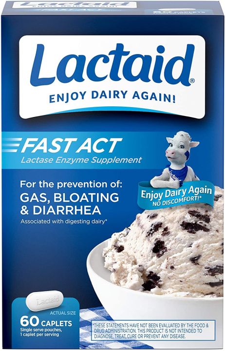 Lactaid Fast Act Lactose Intolerance Relief with Lactase Enzyme, 60 ...
