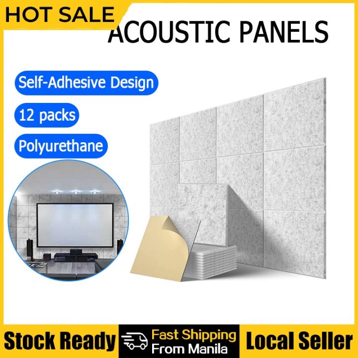 12Pack Acoustic Panels Sound Proof Padding Bevled Edge Polyester Fiber ...