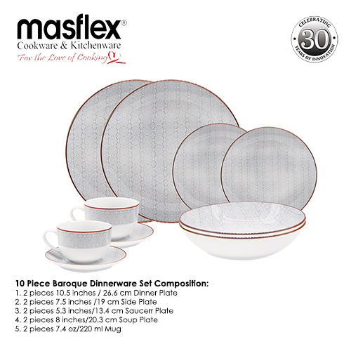 Masflex x Marvin's Kitchen 8 piece Porcelain Baroque Dinnerware Set ...