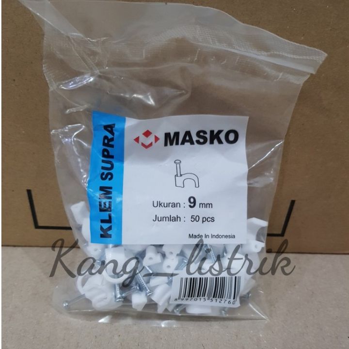 KLEM KABEL PAKU BETON NO 9 MM ( 50 PCS ) MASKO / CABLE CLIP LISTRIK ...