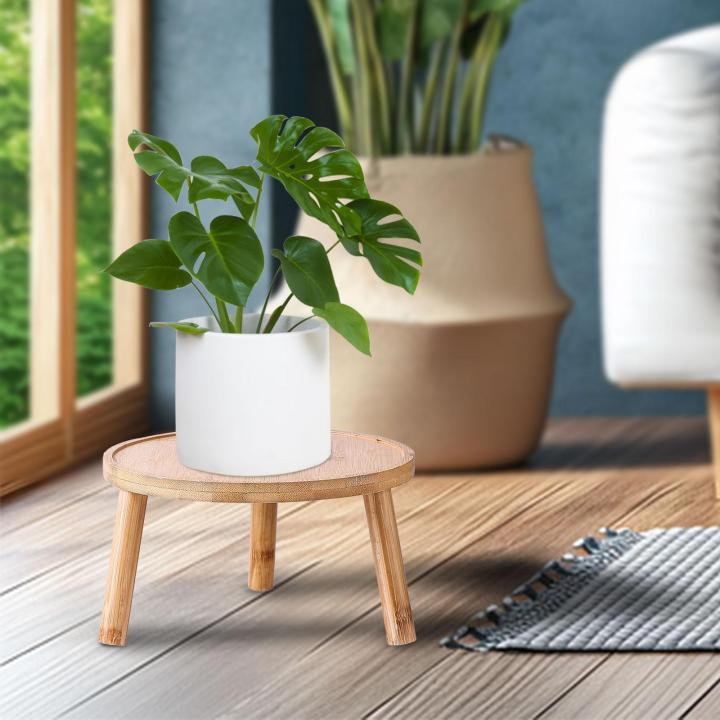 Livestyl Wooden Stool Plant Stand Flower Pot Stool for Table Office ...