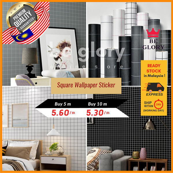 Wallpaper Stickers Square 60cm x 1m Home Decor Living Room Bedroom Self ...